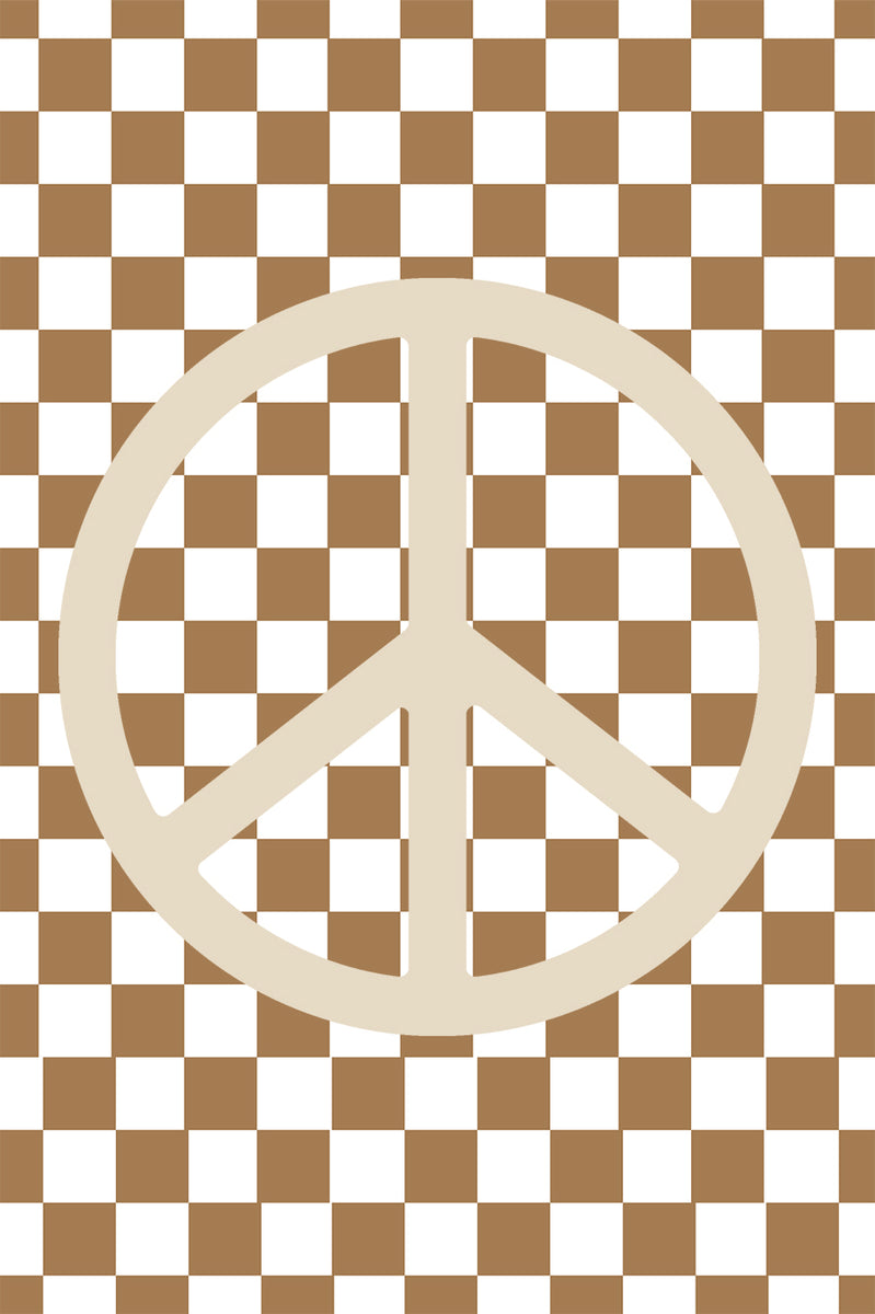 Brown Checkers & Peace Symbol – KUKI PRINTS