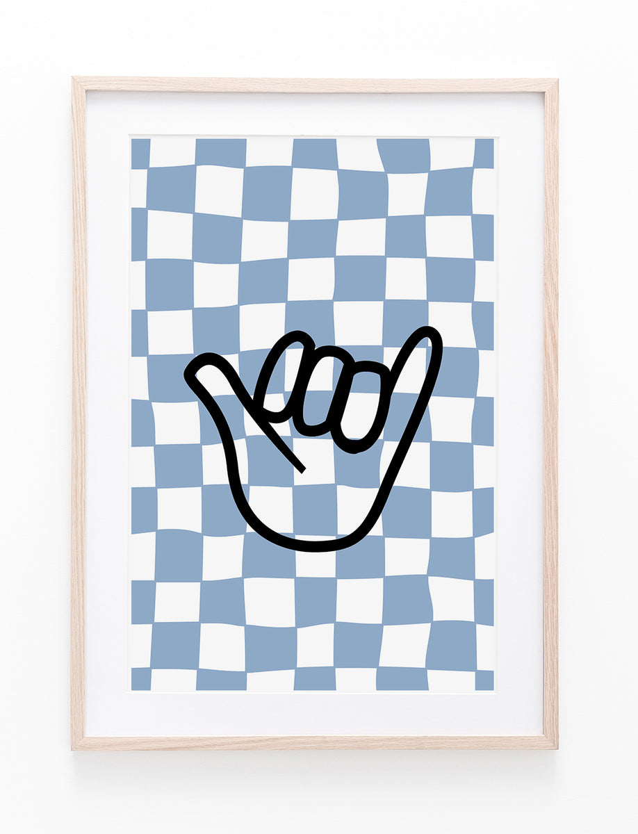 Light Blue Checkers & Shaka Hand – KUKI PRINTS