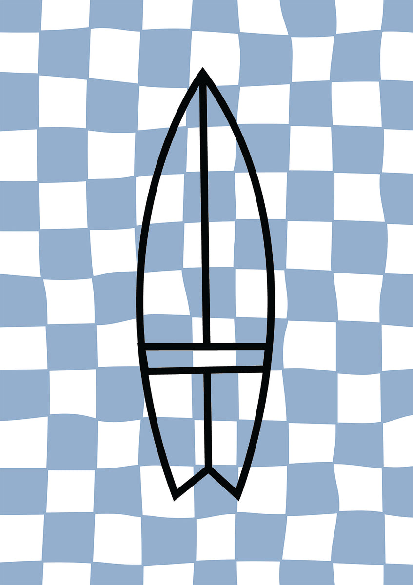 Light Blue Checkers & Surfboard – KUKI PRINTS