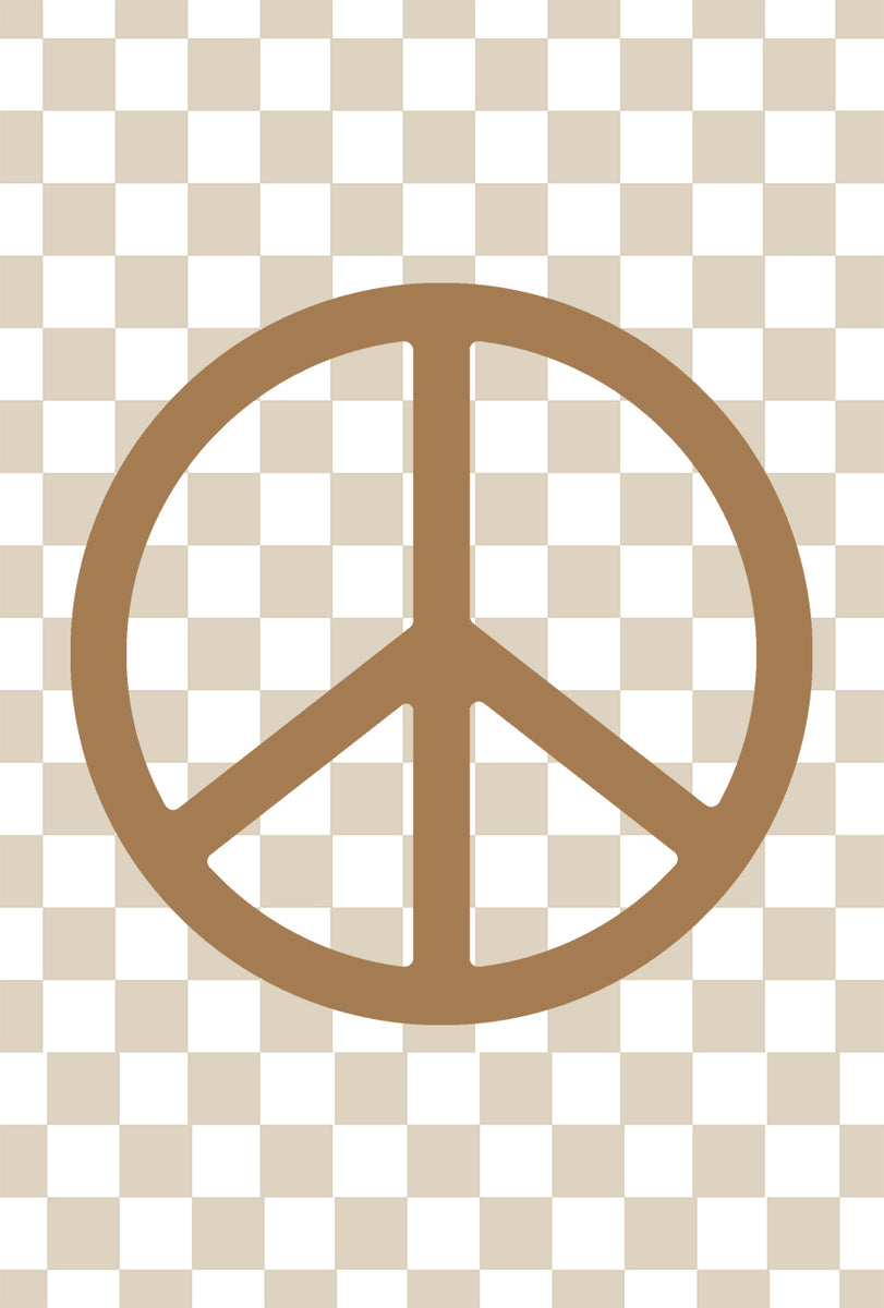 Neutral Checkers & Brown Peace Symbol – KUKI PRINTS