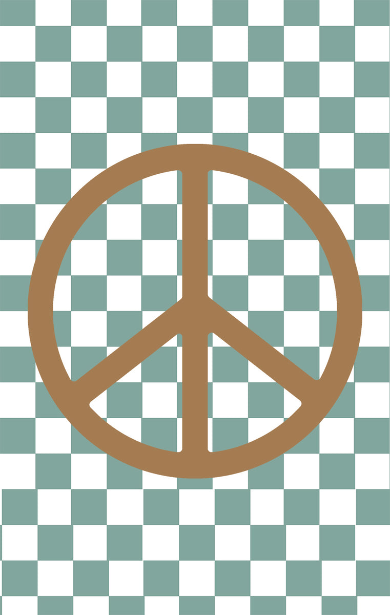 Sage Green Checkers & Brown Peace Symbol – KUKI PRINTS